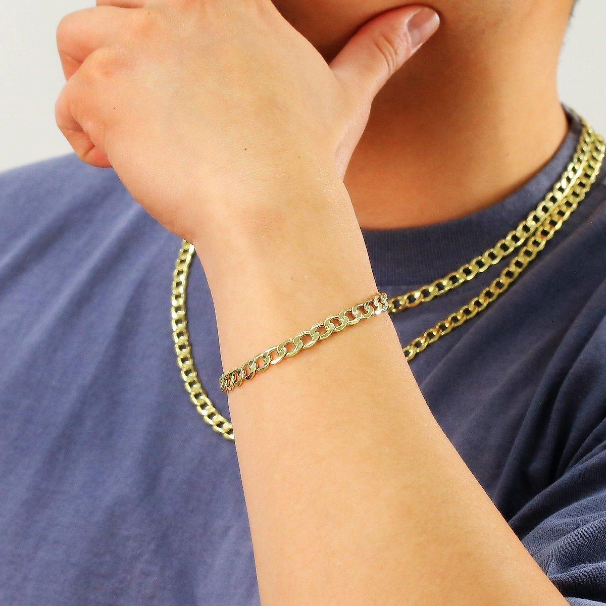 Nuragold 14k Yellow Gold 6.5mm Cuban Curb Link Chain Bracelet, Mens Womens Jewelry 7" 7.5" 8" 8.5" 9"