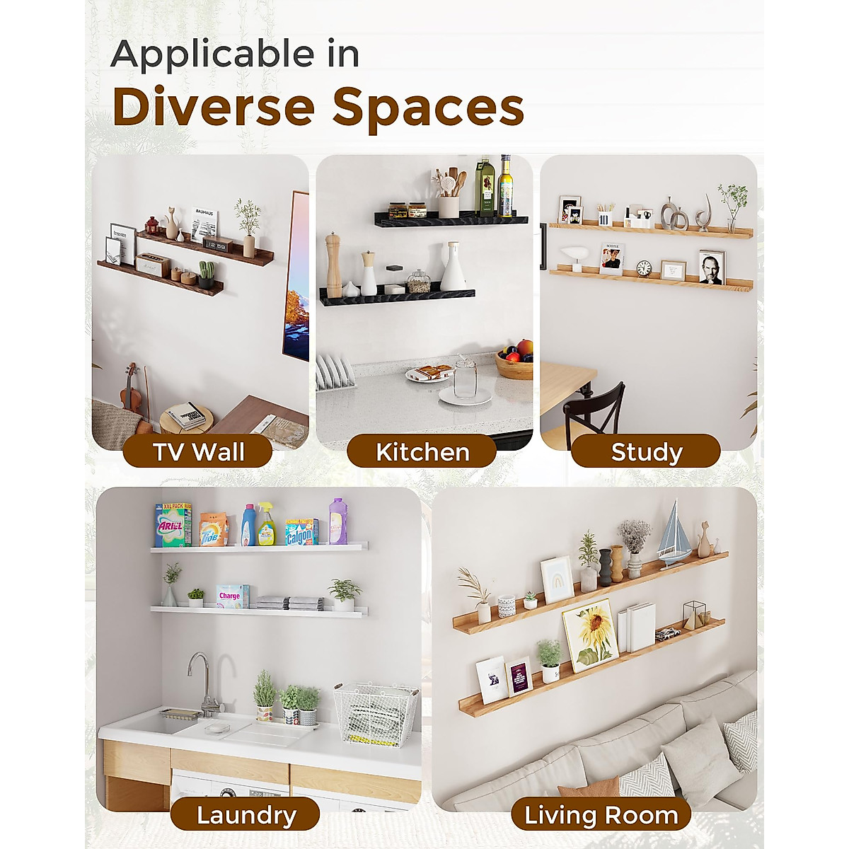 Axeman Oak Floating Shelves 36 Inch Picture Ledge Shelf Set of 2, Solid Wood Shelves with Lip for Wall Decor Storage Bedroom Living Room Bathroom Kitchen, Natural Oak