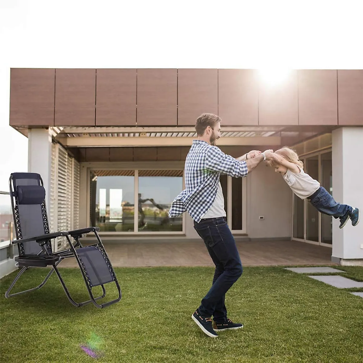 FDW Zero Gravity Chair Patio Lounge Chairs Lounge Patio Chairs 2 Pack Adjustable Reliners for Pool Yard with Cup Holder