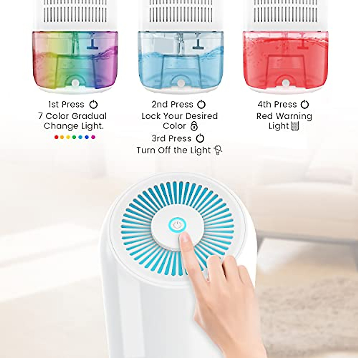 Dehumidifier - 31oz(900ml) 【40dB Ultra Quiet】 Small Dehumidifiers Up to 215 Sq ft with 【Overflow Protection】, 【Portable Mini Dehumidifiers】 for Home Bedroom Bathroom Basement Closet RV
