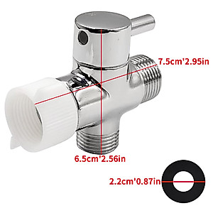 Miayaya Bidet T Adapter with Shut off Valve 3 Way Connector 7/8" 1/2" Brass Plating T Valve for Toilet Bidet