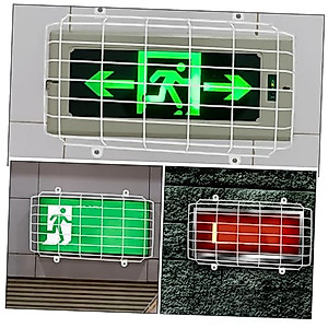SEWOART 2pcs School Evacuation Sign Exit Sign Wall Covers Exit Sign Wire Guard Emergency Light Damage Stopper Exit Sign Cage Guard Exit Light Protector Emergency Light Protector White Iron