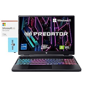 acer Predator Helios Neo Gaming & Entertainment Laptop (Intel i5-13500HX 14-Core, 16GB DDR5 4800MHz RAM, 512GB PCIe SSD, GeForce RTX 4050, Win 11 Pro) with MS 365 Personal, Dockztorm Hub