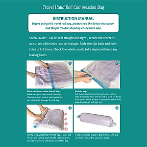 12 Roll Up Space Saver Bags for Travel, Travel Compression Bags for Packing & Clothes, No Pump or Vacuum Needed