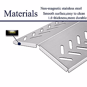 Folocy BBQ Gas Grill Parts, Stainless Steel Grill Heat Plate Heat Shield Burner Cover Replacement Kit for Broil-Mate 726454, 726464, 736454, Grill Pro 226454, 226464, Sterling 526454, 526464, 3-Pack