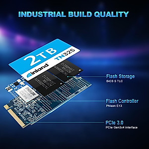 INLAND M.2 2242 2TB SSD NVMe PCIe Gen 3x4 Internal Solid State Drive 3D NAND TLC Read/Write Speed Up to 2,400/2,100 MB/s