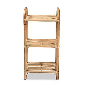 Bali & pari Barras Modern Bohemian Natural Rattan 3-Tier Display Shelf