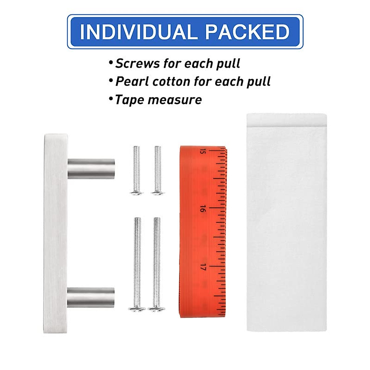 NIZADO 5 Pack Stainless Steel Cabinet Handles,2 1/2 Inch Satin Nickel Finish Drawer Pulls,Handles for Cabinets and Drawers,Square T Bar Cabinet Pulls, 4 Inch Overall Length