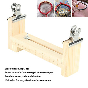 Zerodis Bracelet Making Jig, Adjust Wood Hand Rope Making Tool DIY Craft Braiding Tool with Scale Braide Fixing Frame Plate for Home