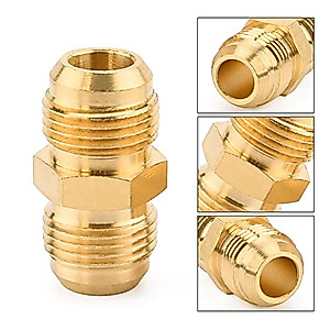 SILATU Gas Fittings Connectors - 2PCS 3/8 Inch Male Flare Gas Pipe Fittings, Brass Tube Coupler Pipe Flare Fitting