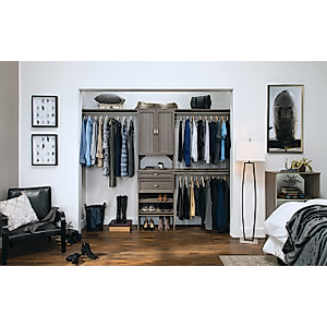 ClosetMaid SuiteSymphony Wood Closet Drawer, Add On Accessory, Shaker Style, for Storage, Closet, Clothes, 25” x 10” Size for 25 in. Units, Graphite Grey/Satin Nickel