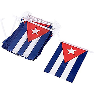 Juvale Cuban String Flags - 100-Piece Pennant Banner Hanging Decoration, Cuba Flag Garland for Indoor Outdoor Display, 5.75 x 8 Inches, 82 Feet Total Length