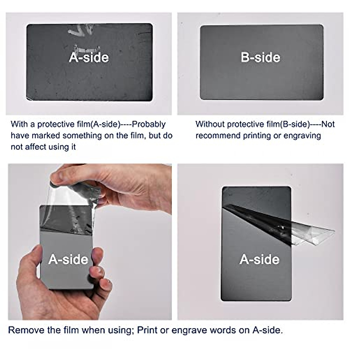 uxcell Blank Metal Card 66mm x 45mm x 0.4mm 201 Stainless Steel Plate Polishing Navy Blue 10 Pcs