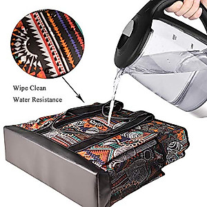 DEMOMENT Water Resistance Large Canvas Utility Tote Bag,Work Teacher Nurse Shoulder Women Bag(Tribal)