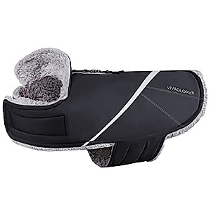 VIVAGLORY Cold Weather Dog Coats, Warm Dog Fleece Vest Jacket with Two-Way Zipper Opening, Dog Coats Pet Jacket with Fleece Lining for Small Pets, Black XXS