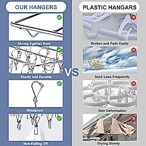 Fayleeko Clothes Drying Rack, 52 Clips Stainless Steel Laundry Drying Rack Folding Sock Hanger, Underwear Hanger, Clothes Hangers for Drying Towels, Bras, Lingerie, Baby Clothes