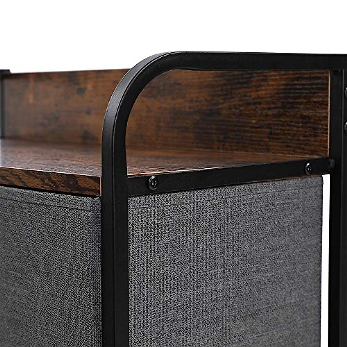 5-Drawer Dresser, 4-Tier Storage Organizer, Tower Unit for Bedroom, Hallway, Entryway, Closets - Sturdy Steel Frame, Wooden Top, Removable Fabric Bins