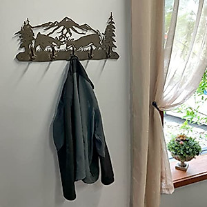 Things2Die4 Brown Laser Cut Metal Deer Hook Rack Decorative Wall Mounted Key and Coat Hanger