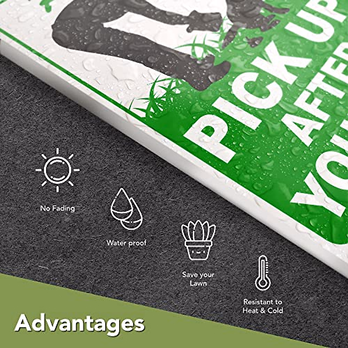 2 PC Pick Up After Your Dog Sign - 8x12 Double Sided Coroplast No Pooping Dog Signs for Yard - Dog Poop Signs for Yard - Curb Your Dog Sign