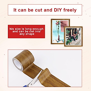 Wood Grain Repair Tape, 2.2 Inch x 15ft Wood Colored Trim Wood Effect Duct Tape Self-Adhesive Simulated Wood Patch Tape for Tables, Doors, Windows, Floors (Brown)