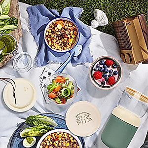 UHAPEER Oatmeal Yogurt Container, Overnight Oats Containers with Lids and Spoon, Stainless Steel Insulated Food Container, 2-Tier Cereal Cup On the Go, Parfait Cup Milk Container for Breakfast Lunch