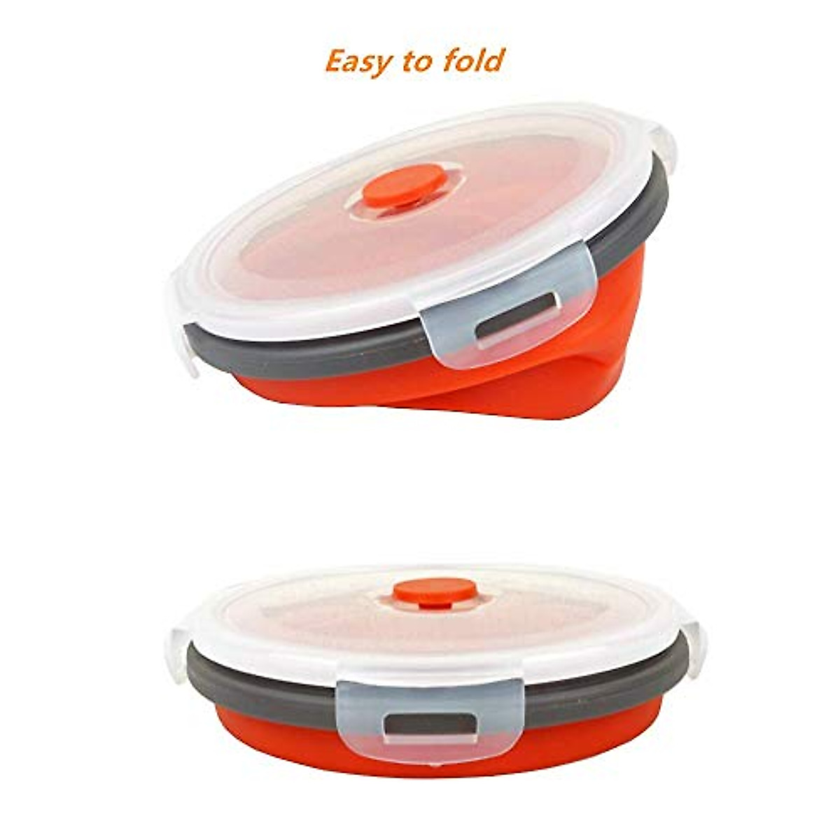 CARTINTS Red Silicone Collapsible Food Storage Containers-Prep/Storage Bowls with Lids - Round Silicone Food Storage Containers - Microwave and Freezer Safe 3Pack
