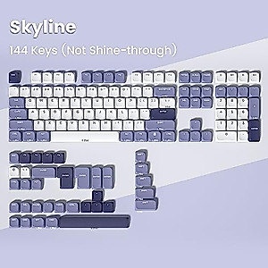 XVX Low Profile Keycaps, PBT Keycaps 144 Keys, Skyline Custom Keyboard Keycaps Full Set, Double Shot Keycaps for 60% 65% 75% 80% 100% Mechanical Keyboard -Purple Breeze