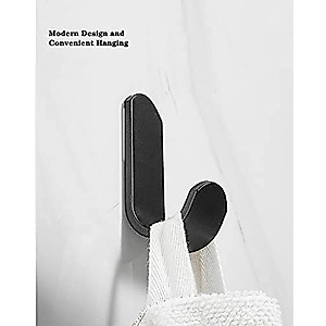 5 Pack Adhesive Hook Black Heavy Duty Towel Hooks Stick on Wall Door Hanging Without Nails Towels Coat Clothes Self Adhesive Sticky Hooks for Bathrooms Kitchen Home