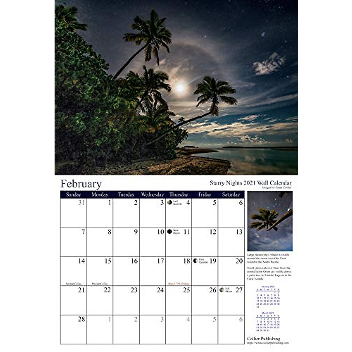 Starry Nights 2021 Astronomy Wall Calendar (13.5" x 9.75", featuring the moon, northern lights, Milky Way, and more)