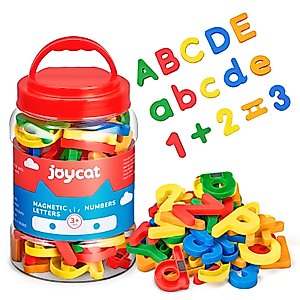 JoyCat 78 Pieces Magnetic Letters Numbers Alphabet Fridge Magnets ABC 123 Preschool Educational Learning Plastic Colorful Toy Set Uppercase Lowercase Math Symbols for Toddlers Kids