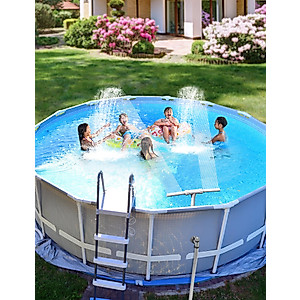 Kompoll Pool Fountain Above Swimming Pools, Adjustable Water Dual Spray Sprinkler Pool Fountain for Inground Pools, Fun Pool Waterfall Sprayer for Backyard Outdoor, Grey