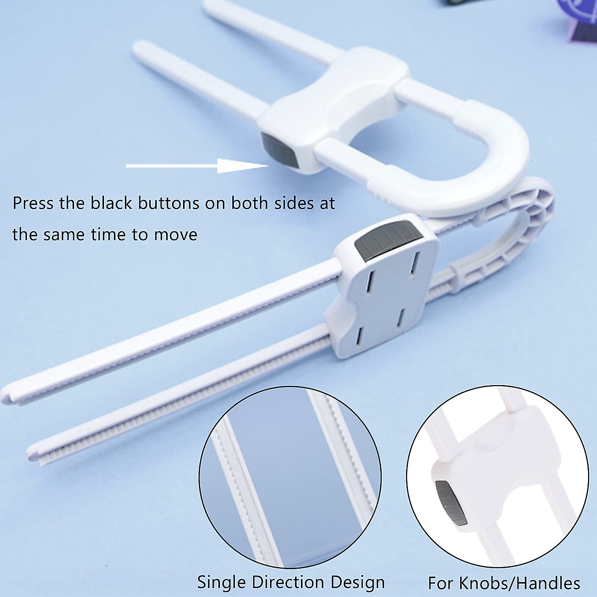 Sliding Cabinet Locks, Child Safety Locks U-Shaped Adjustable Child Proof Locks Multi-Purpose Latches for Drawers Closets Refrigerators Storage Doors Knobs Handles, 4PCS