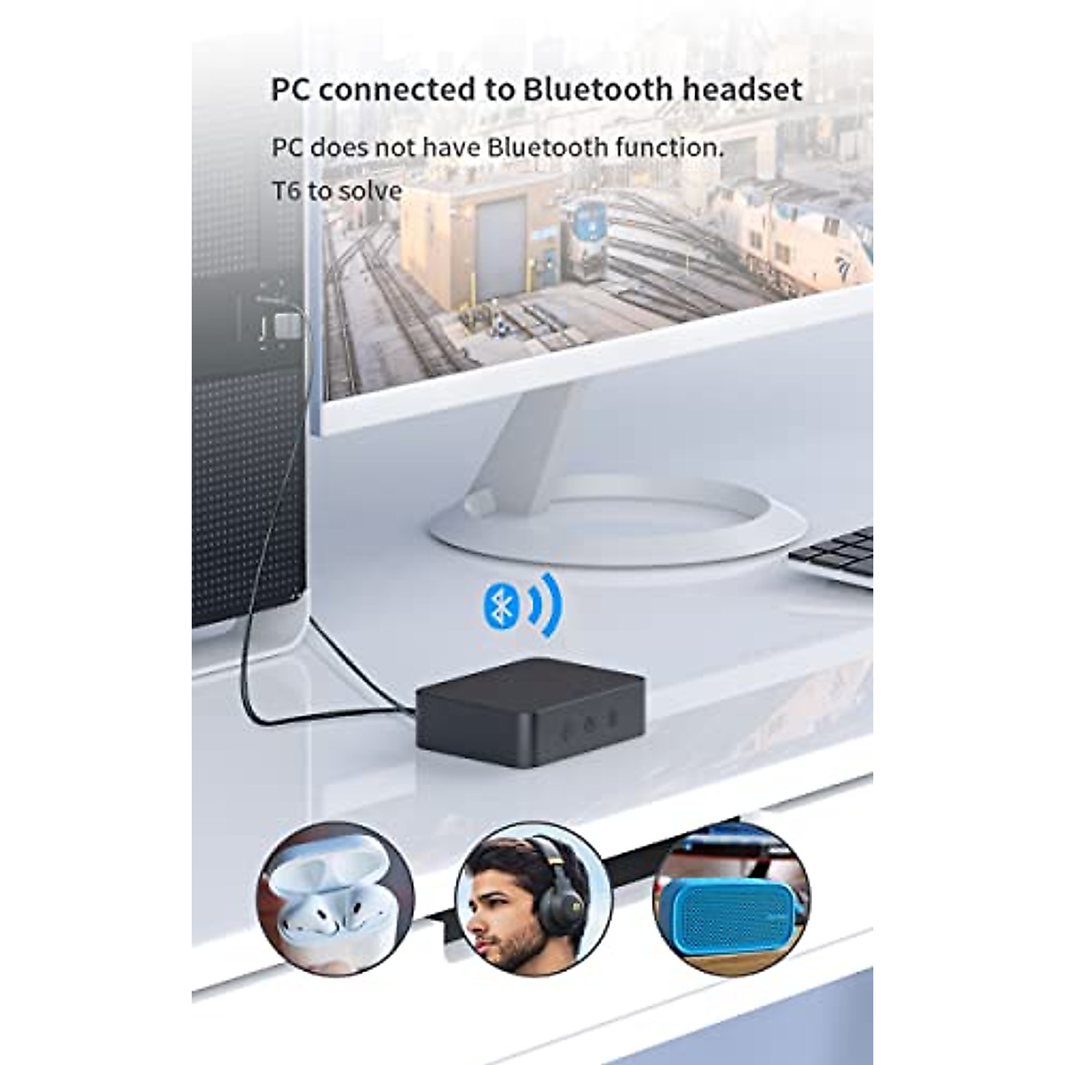 Bysimilai Bluetooth 5.0 Transmitter for TV/PC to Wireless Headphone, Digital Optical Bluetooth Audio Adapter aptX Low Latency, HD Sound (Optical, 3.5mm AUX, Coaxial, TF Card) -Type C Power Supply