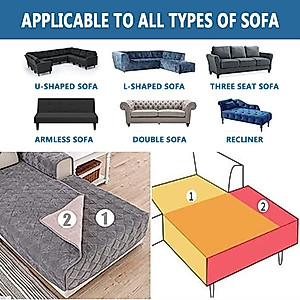 Velvet Quilted Couch Sofa Cover, Soft Sectional Couch Covers, Non-Slip Sofa Slipcover for Dogs Cats Pet Love Seat Recliner Leather L Shaped, Armrest Backrest Cover ( Color : #8 , Size : 45x45cm(1PC Pi