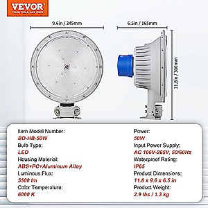 VEVOR LED Barn Light, 50W 5500LM, Ultra Brightness 6000K Daylight, Dusk to Dawn Area Lights, Outdoor Security Flood Lighting, IP65 Waterproof for Outside Yard Street Garage Shed Patio, Wall/Pole Mount
