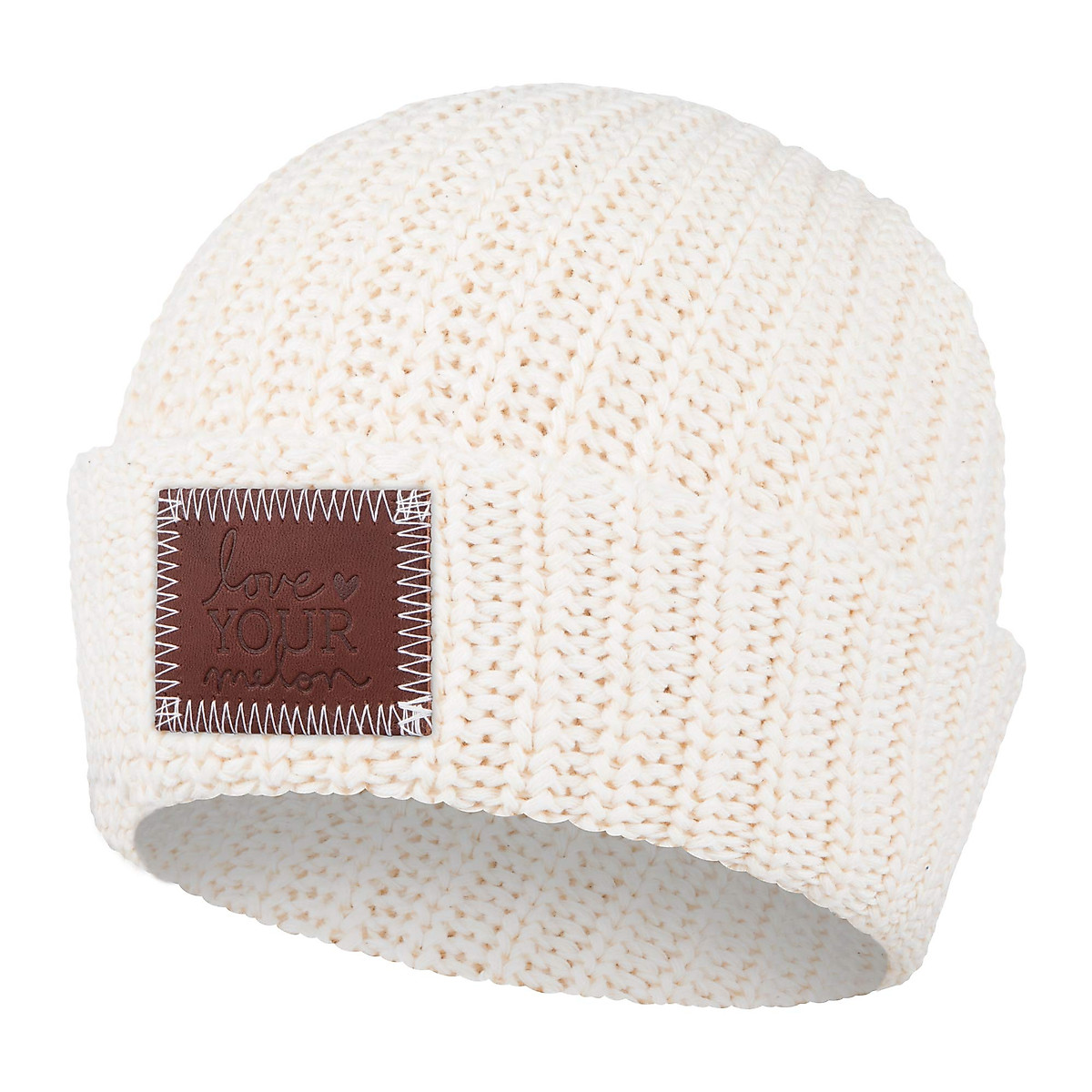 Love Your Melon Beanie for Men & Women, White Speckled Cuffed Beanie, Winter Hats, Cool Beanies, 100% Cotton Made Lined Knit Warm Thick Skully