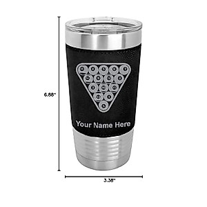 LaserGram 20oz Vacuum Insulated Tumbler Mug, Billiard Balls, Personalized Engraving Included (Faux Leather, Black)