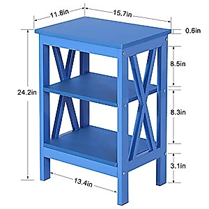 VECELO Nightstands Side/End Table with Storage Shelf Nightstands for Children's Room Living Room Bedroom, Dark Blue