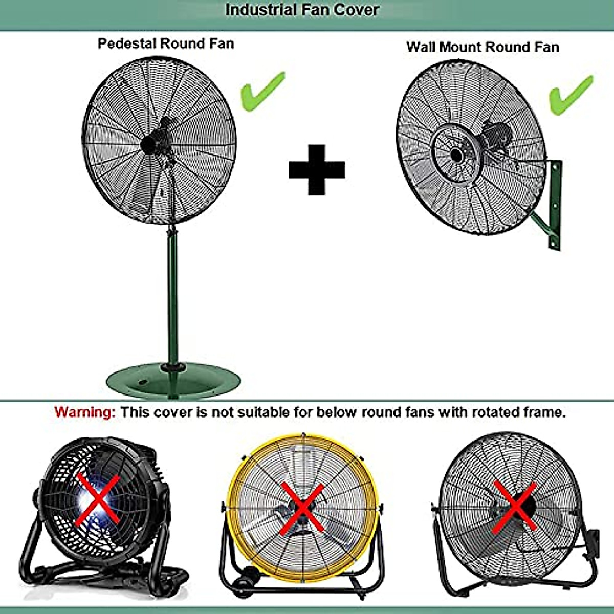 ELONGRIVER Industrial Fan Cover, Waterproof & Dustproof Protection Cover for Pedestal Fan or Wall Mount Fan Made of Heavy Duty Polyester (Black, 28" x 9" x 28")