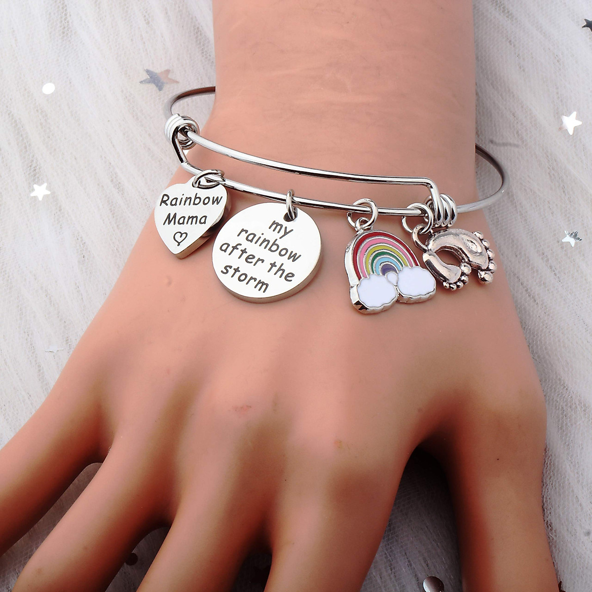 SEIRAA New Mommy Gifts Rainbow Baby Bracelet My Rainbow After the Storm Rainbow Jewelry for Pregnancy Expectant Mother (Rainbow Baby Bracelet)