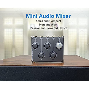 mini 4-way audio mixer Stereo 4-in-1-out AUX, Passive 3.5mm line levels control