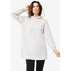 Ellos Women's Plus Size Hooded Sweatshirt Tunic - 22/24, Dusty Pink