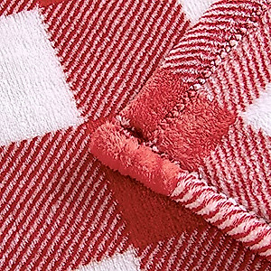 MIULEE Buffalo Plaid Fleece Throw Blanket for Sofa Couch Bed, Red and White Checkered Decor, Super Soft Lightweight Cozy Warm Fuzzy Geometric Microfiber Flannel Blanket for All Seasons, 50" X 60"