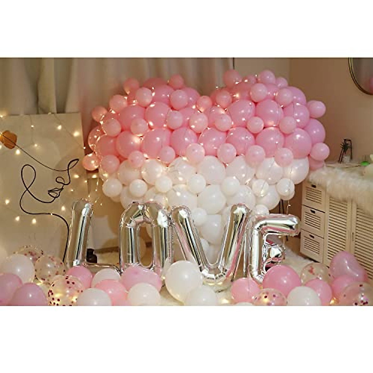 Valentines Day Balloons, CAKKA 315PCS Pink Heart Balloons with Rose Petals, Love Foil Balloon, I Love You Tail Balloon for Valentine’s Day Mother Day Anniversary Proposal Party Favor Decoration Decor