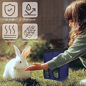PACKSTAR Rabbit Hay Feeder Bag,Rabbit Hay Feeder,Bunny Hay Bag,2 Holes Large Capacity 600D Rpet Hay Hanging Feeder Storage for Rabbit,Guinea Pig, Chinchilla