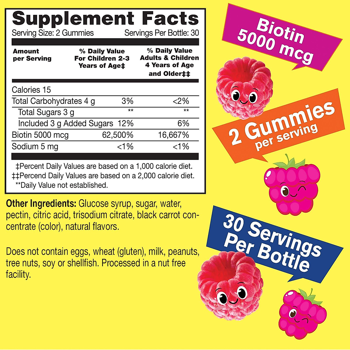WellYeah Biotin Gummies for Kids 5000 mcg - Supports Hair Growth, Skin Health, and Nails - Natural Sourced Flavors - GMO Free, Gluten Free - Gummy for Boys and Girls - 60 Count