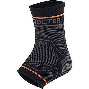 Shock Doctor Compression Knit Ankle Sleeve with Gel Support, Black/Grey, Adult-X-Large