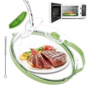 Microwave Splatter Cover With Steam Vent 10 In - Clear Microwave Cover With Water Steamer, Microwave Cover For Food Bpa-Free, Microwave Food Cover With Vents And Water Storage Box