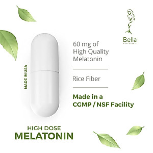 Melatonin Pure 60mg – High Potency Nighttime Sleep Aid for Deep Rest, Relaxation, Jet Lag & Stress Relief – Fast-Acting, Non-Habit Forming, Drug-Free, Made in USA (60 Capsules)