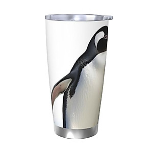 Penguin Tumbler with Lid and Straw 20oz Stainless Steel Car Cup for Hot and Cold Drinks, Double Wall Insulated Travel Coffee Mug Reusable Drink Thermos Cup Birthday Gifts